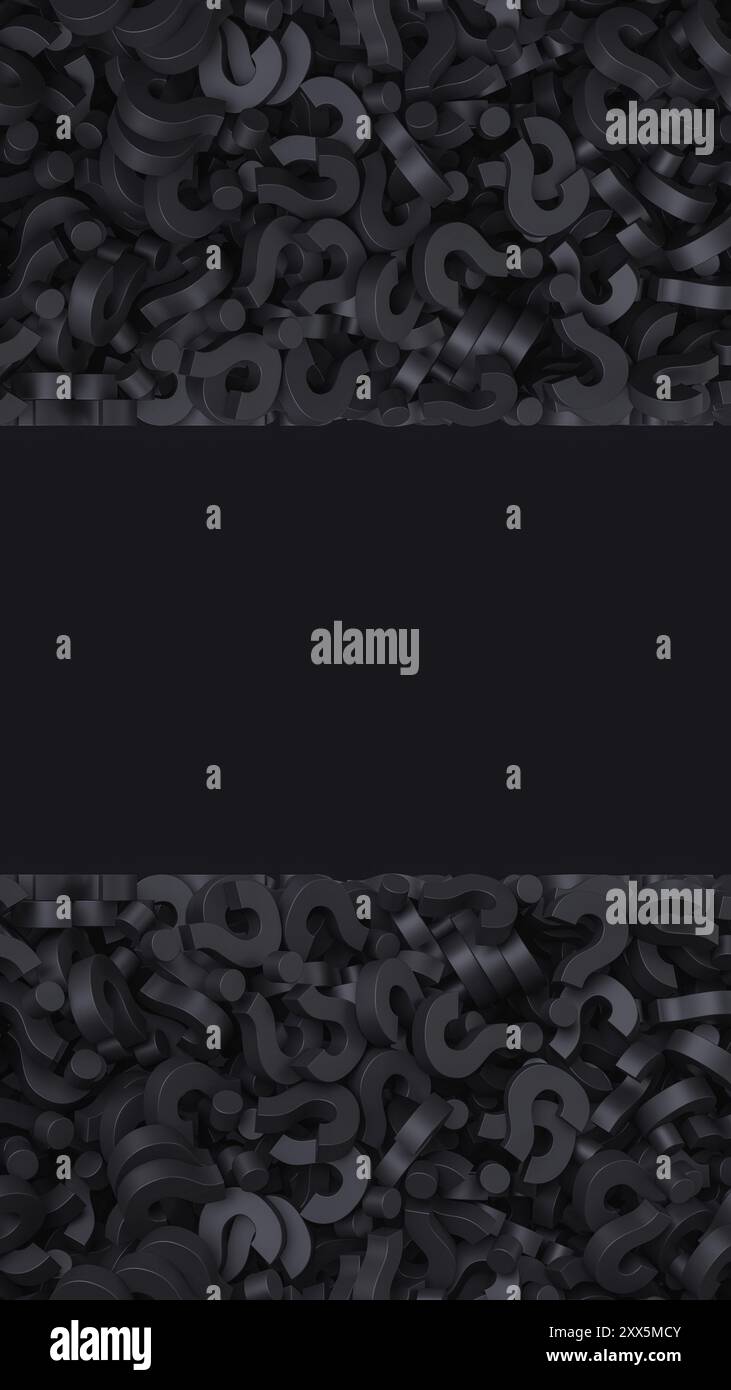 Black question mark on black background. Question concept. 3d render ...