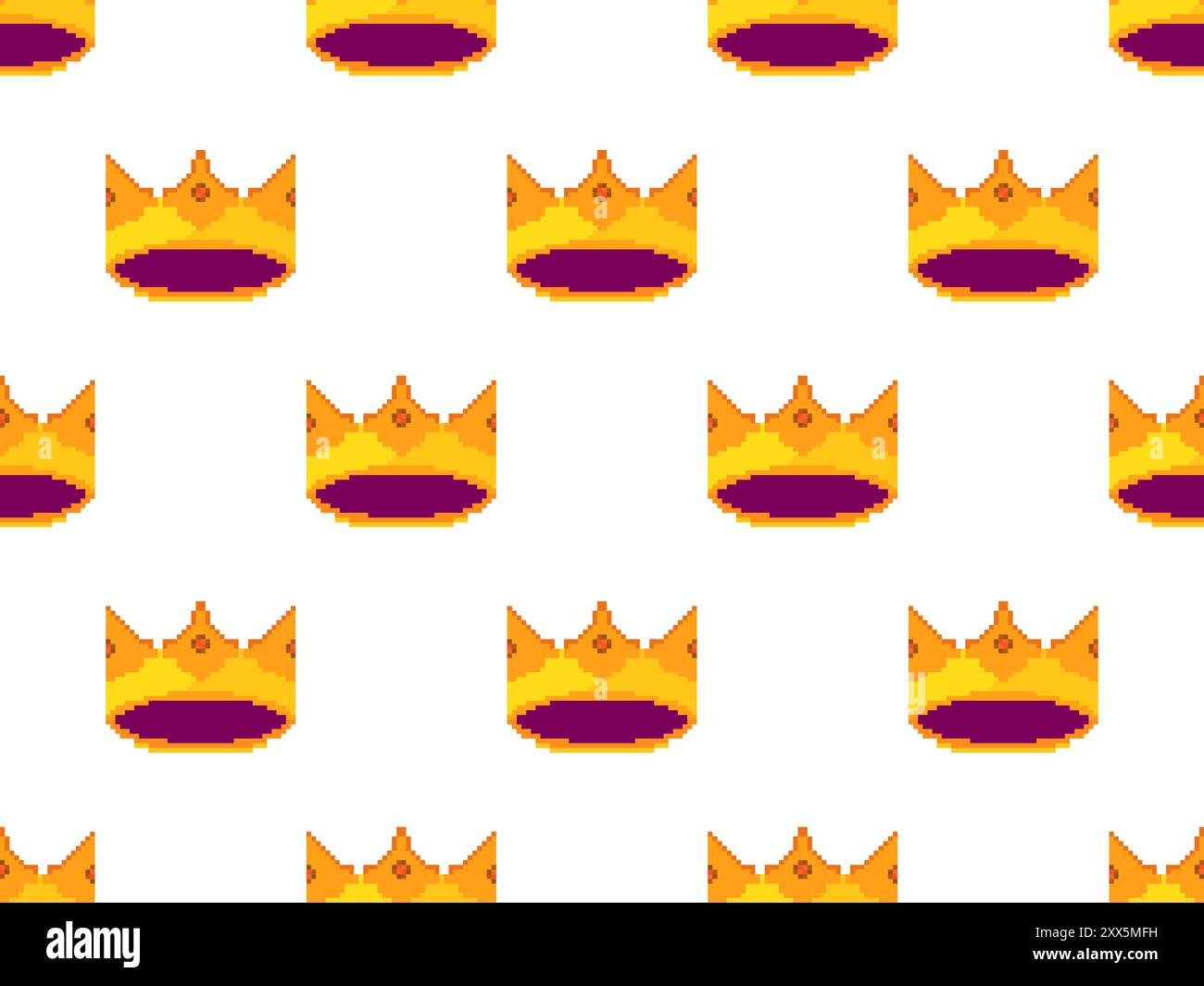 Pixel art crowns seamless pattern. Royal crowns and diadem in 8-bit ...