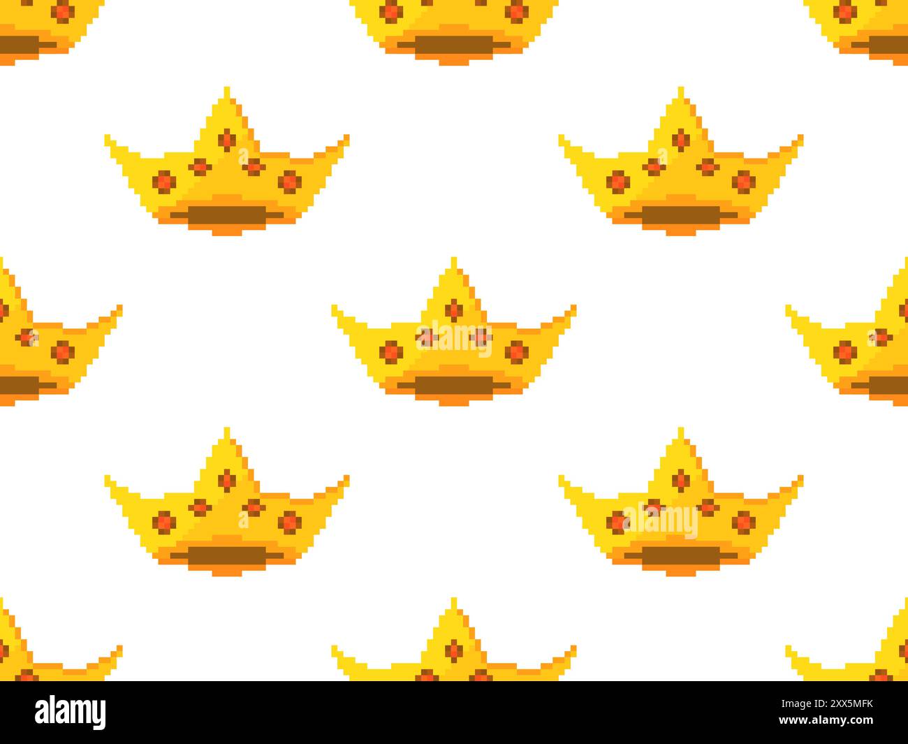 Pixel art crowns seamless pattern. Royal crowns and diadem in 8-bit ...