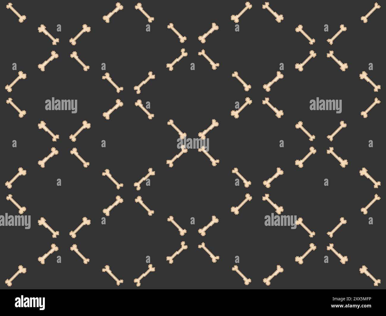 Seamless pattern of pixel bones. Halloween pattern of 8-bit skeleton ...