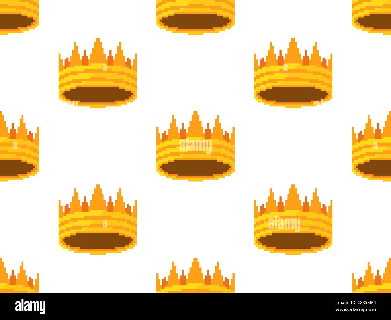 Pixel art crowns seamless pattern. Royal crowns and diadem in 8-bit ...