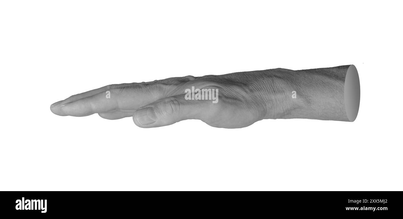 Showing limit of height, gesture, hand sign isolated on white ...