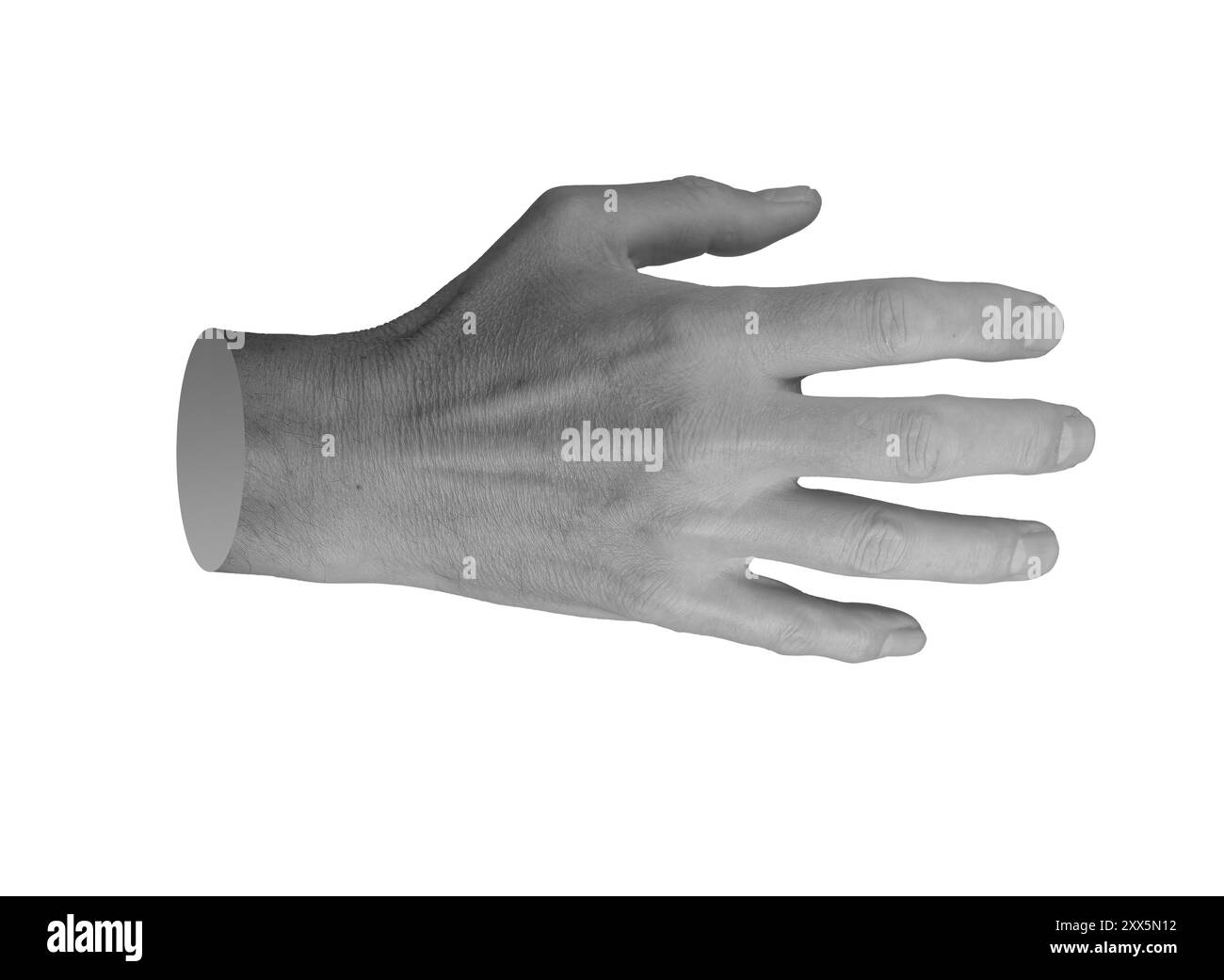 Hand stretching, fingers apart gesture, isolated on white background ...