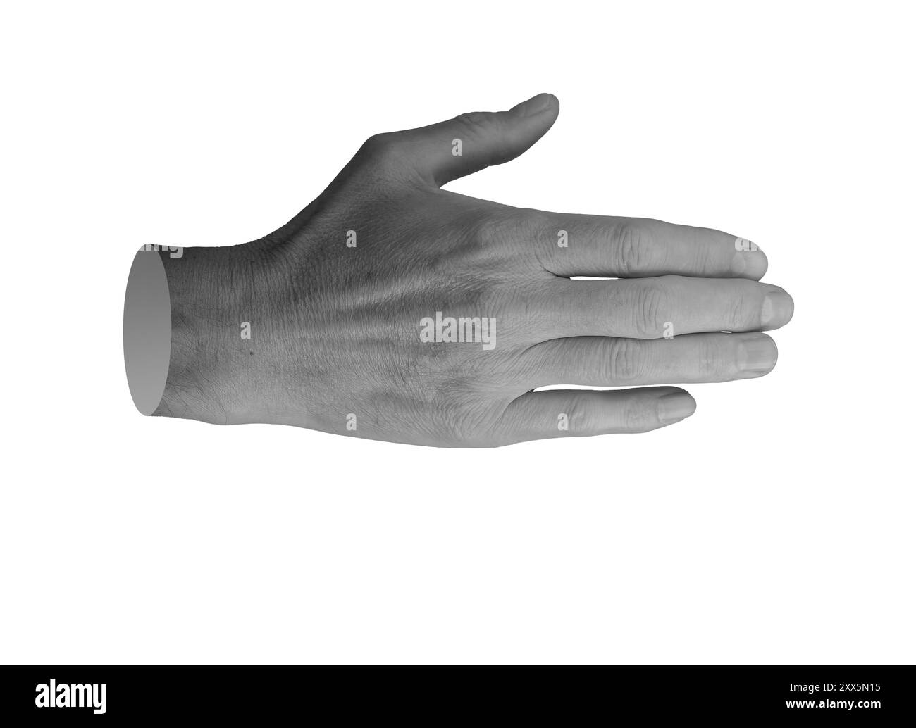 Hand stretching, fingers and knuckles, isolated on white background ...