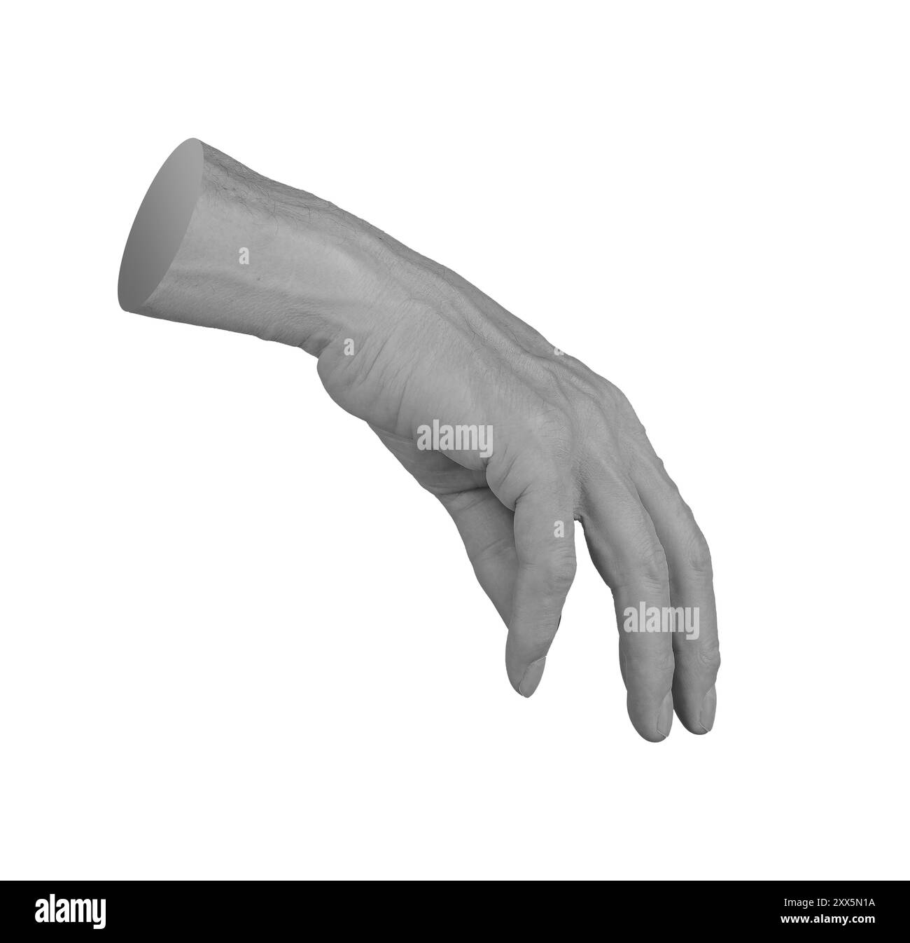 Hand stretching to something down, reaching smth invisible, touching ...