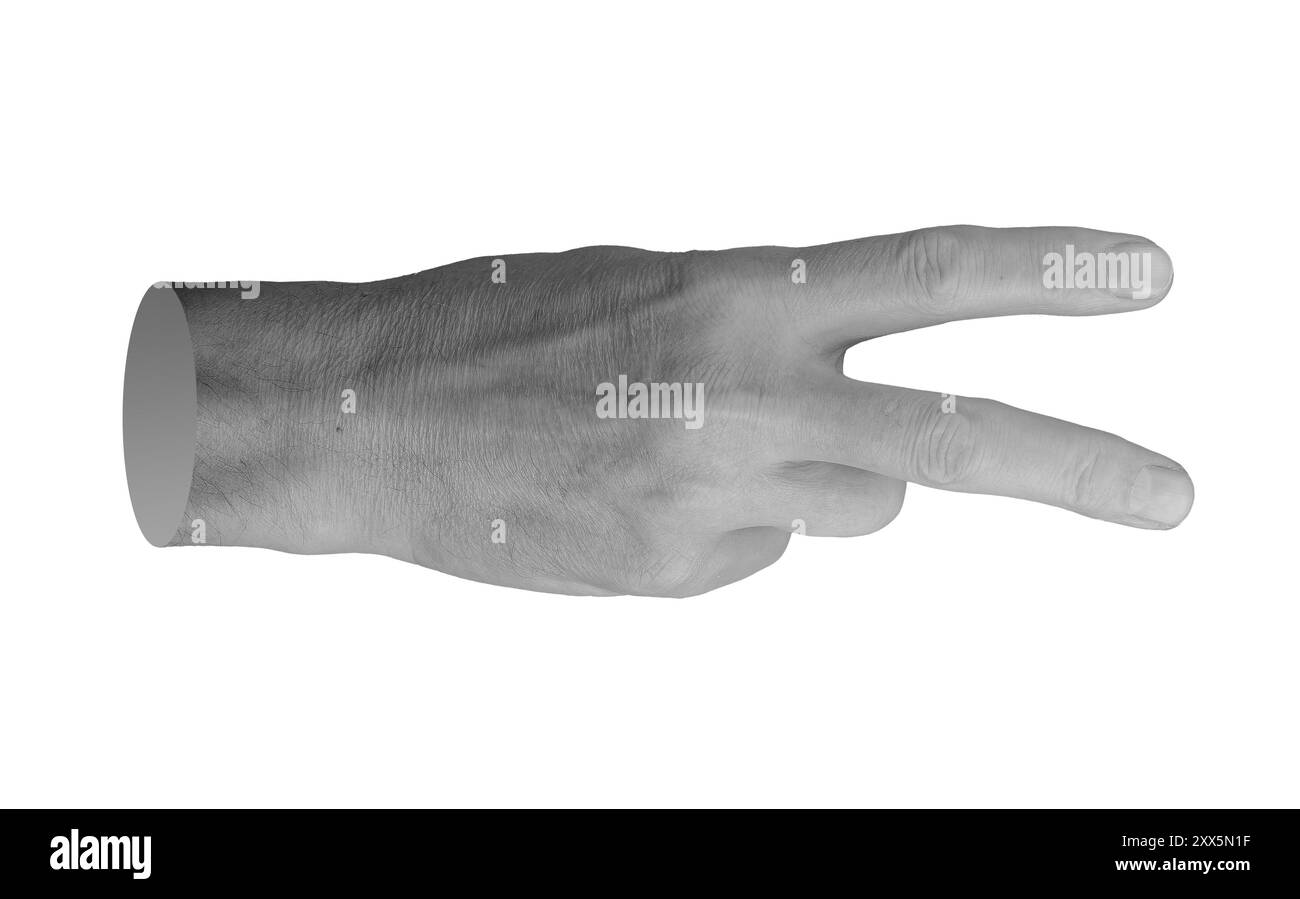 Hand showing scissors, shears with two fingers, V for victory, sign ...