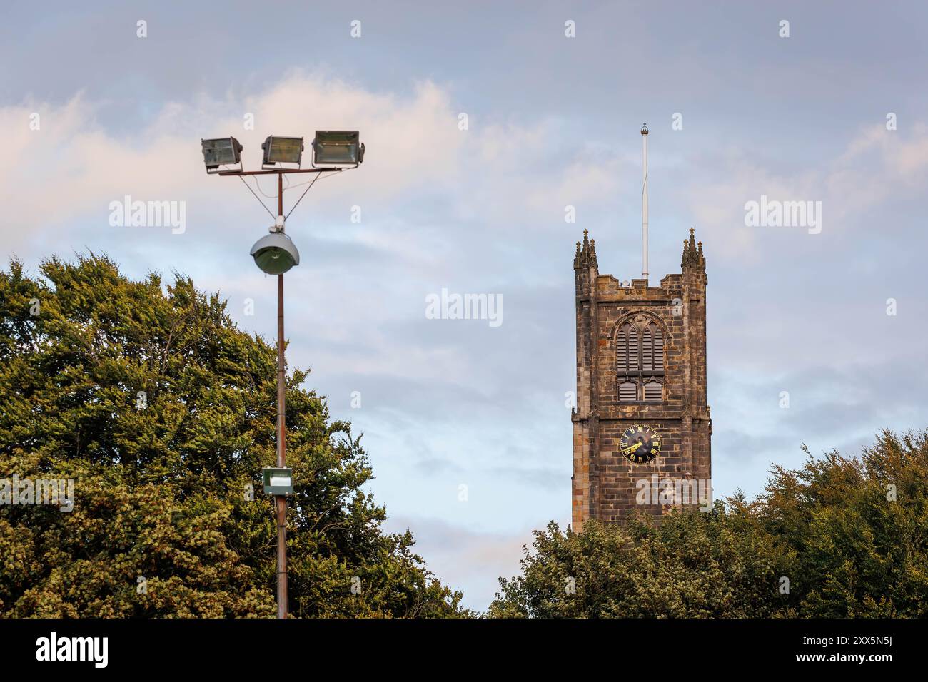 Lancaster Priory Church tower viewed from Lancaster City football ...