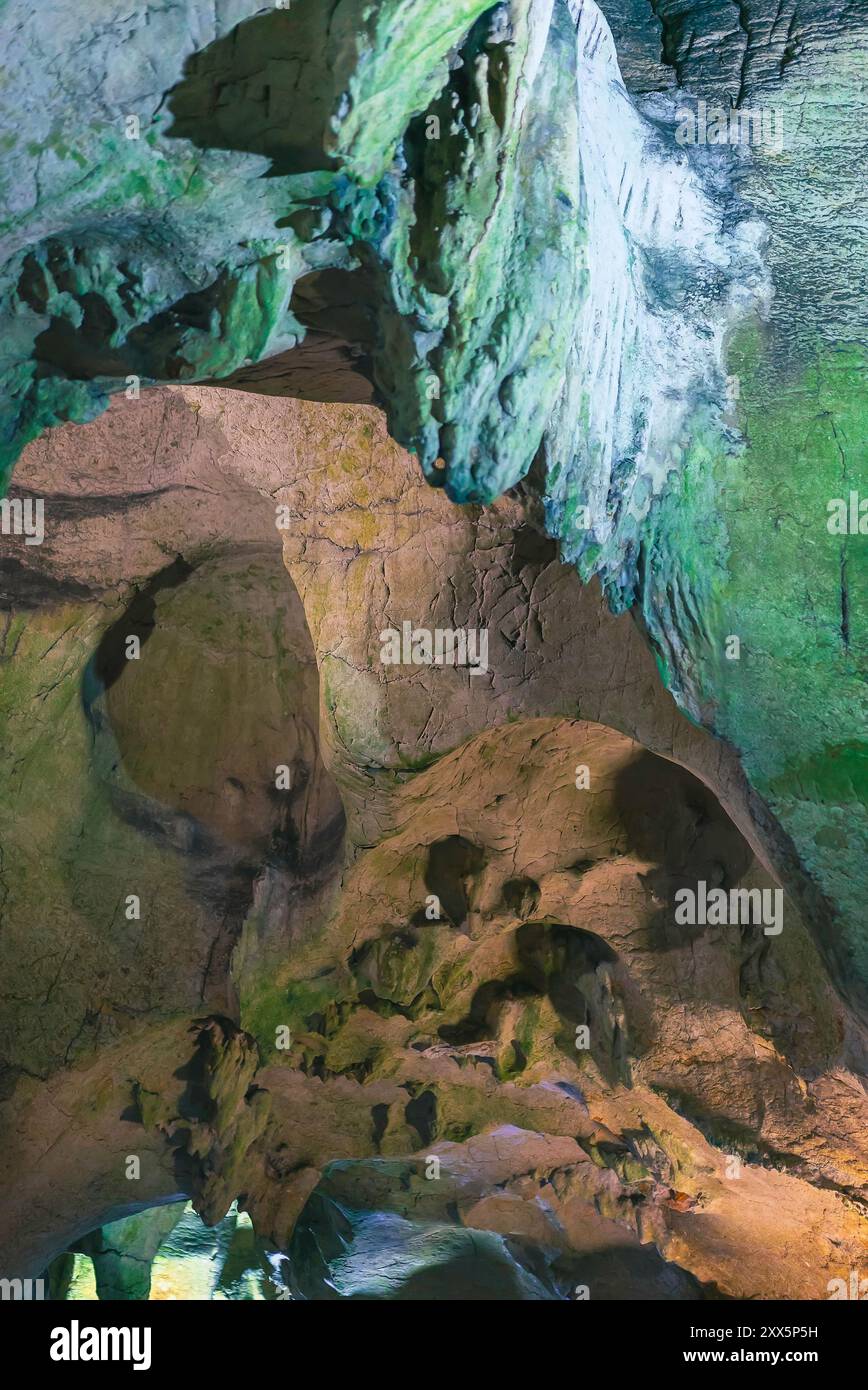 Geological structures and formations of limestone in cave of skulls ...