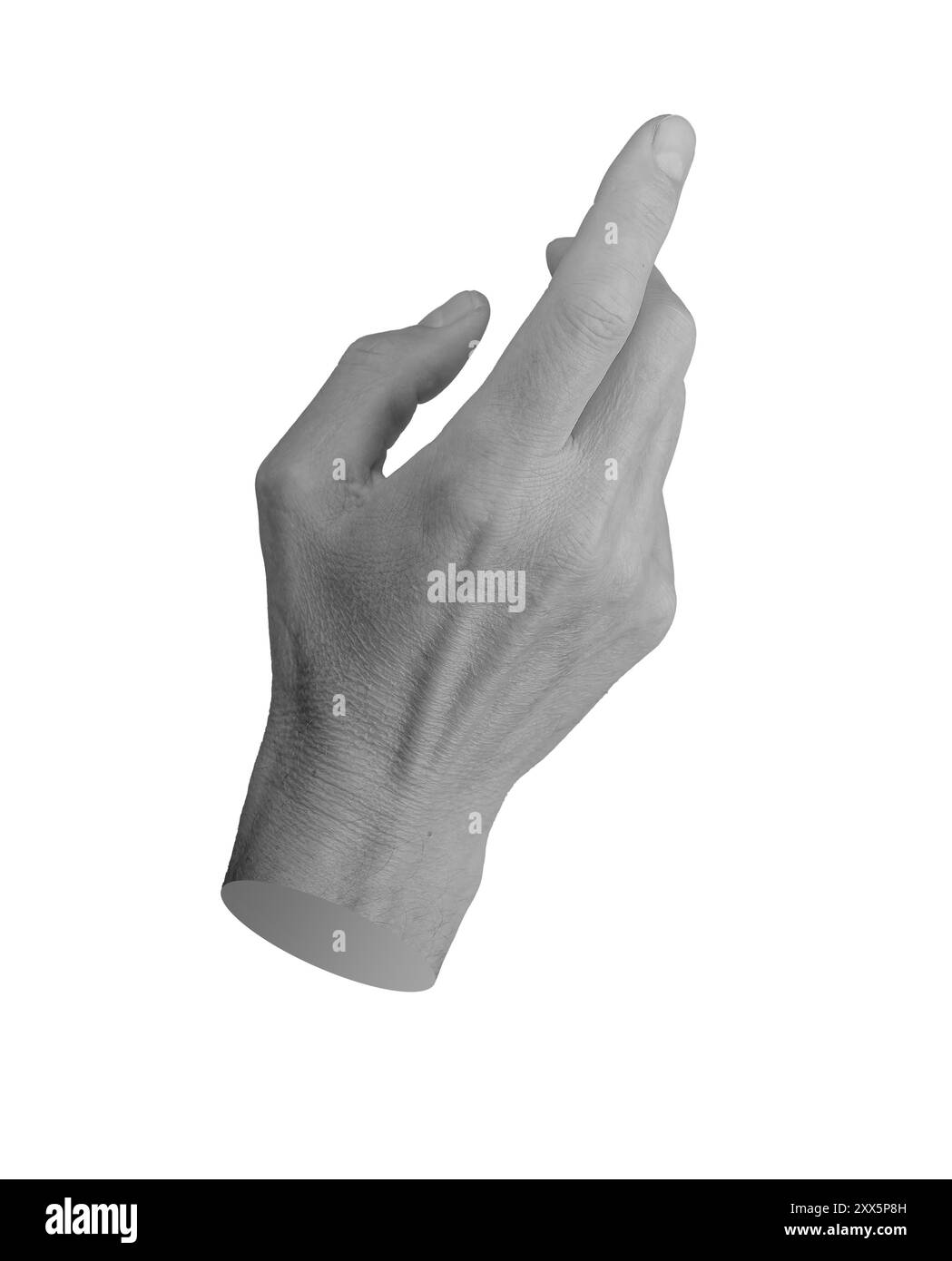 Finger pointing gesture, touching, showing. Index finger, pointer indicating aside, to right ...