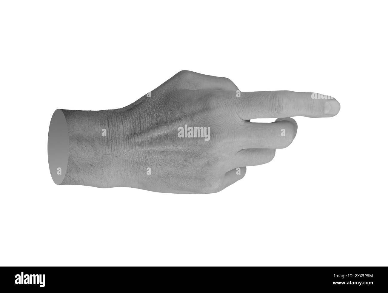 Finger pointing gesture, touching, showing. Index finger, pointer indicating aside, to right ...