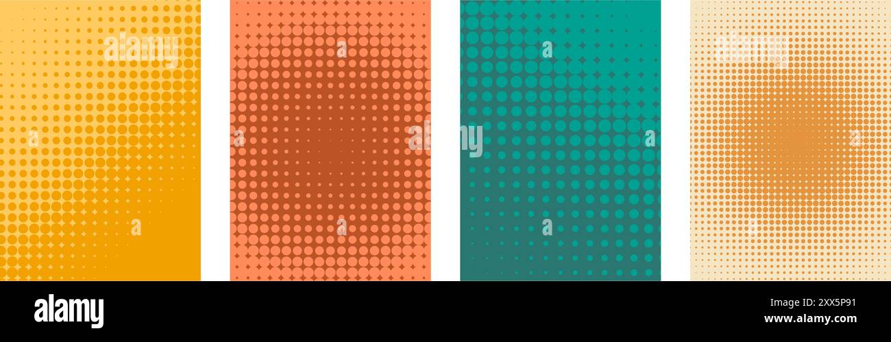 Set of abstract halftone colorful poster backgrounds. Vector ...