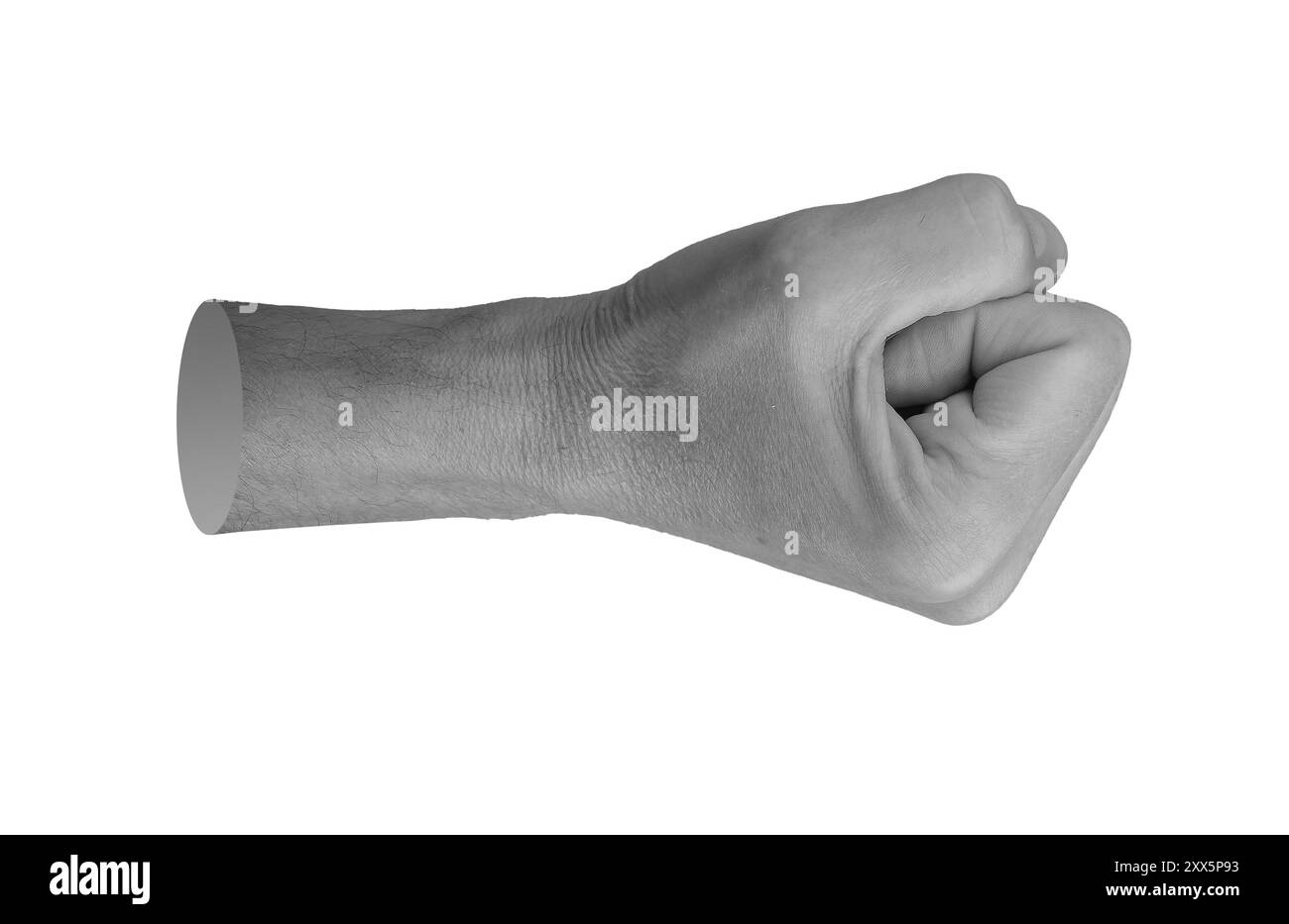 Clenched fingers, knuckle, fist aside, side view, isolated on white ...