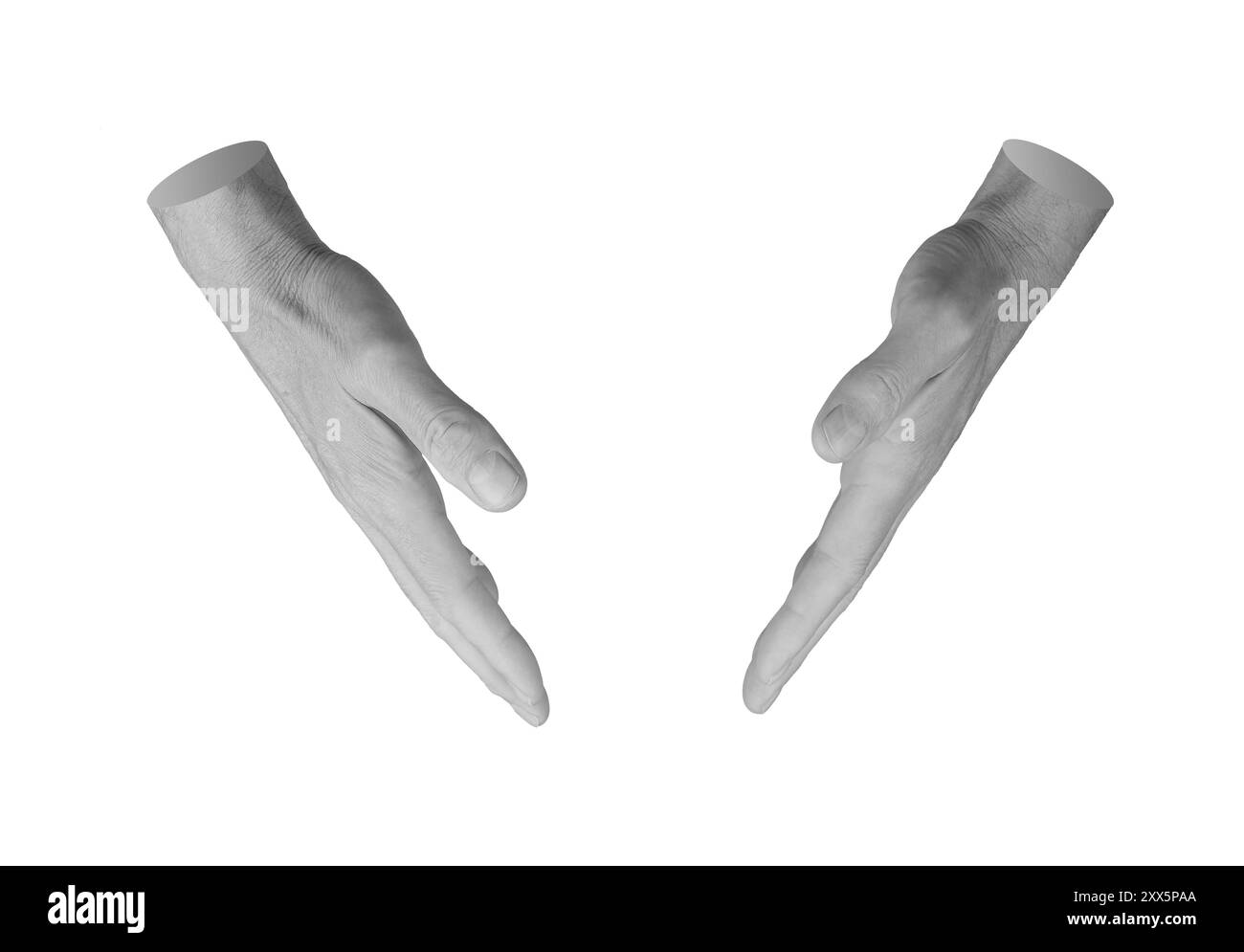 Both hands protection gesture, sign isolated on white background Stock ...