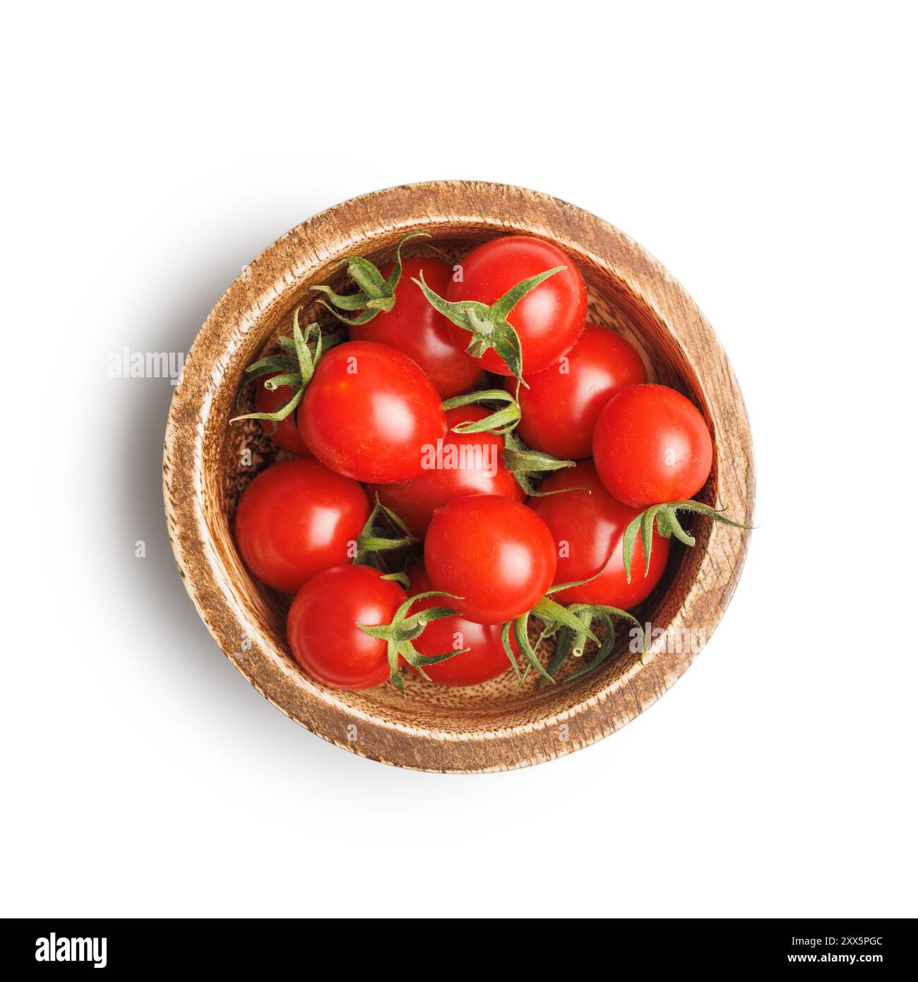 Small red cherry tomatoes in bowl isolated on a white background Stock ...
