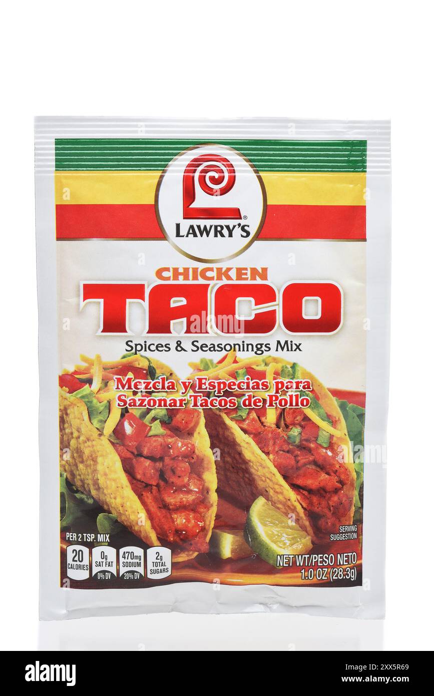 IRVINE, CALIFORNIA - 17 AUG 2024: A packet of Lawrys Chicken Taco Spice ...