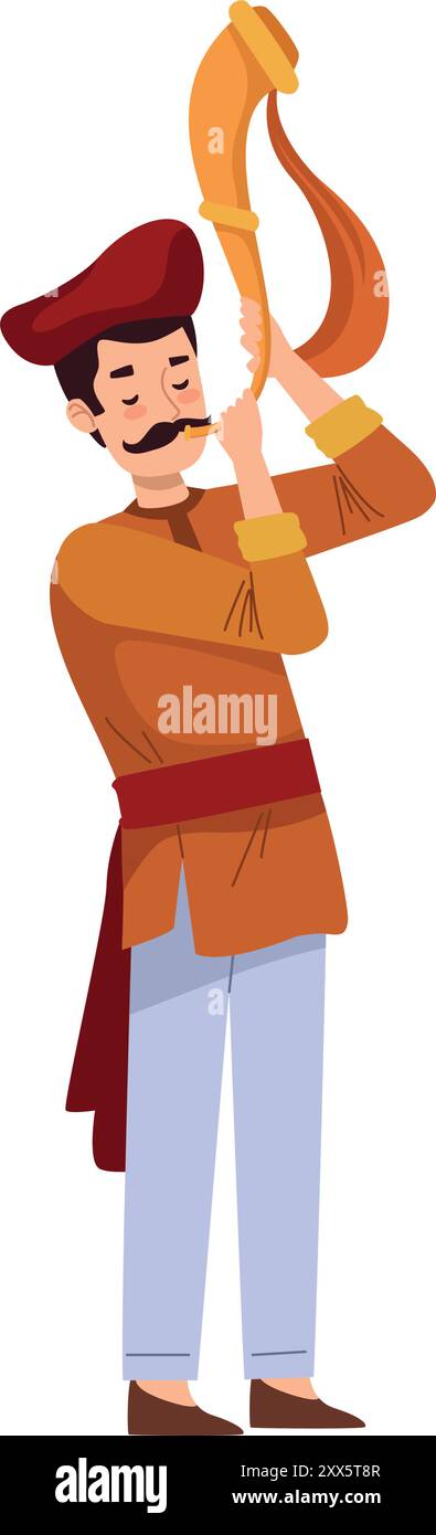 man blowing tutari horn on ganesh chaturthi Stock Vector Image & Art ...