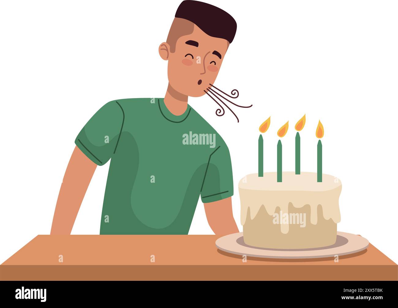 cartoon man blowing birthday candle Stock Vector Image & Art - Alamy