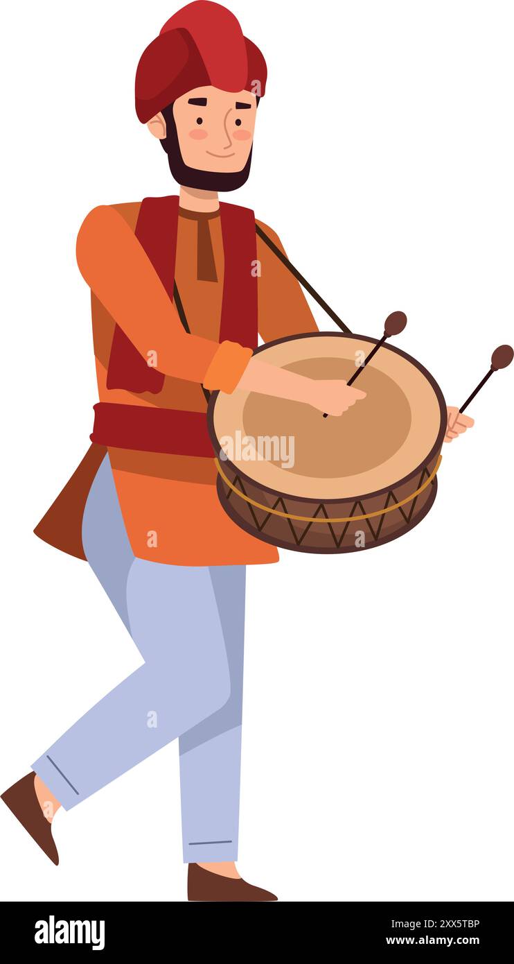 Man playing dhol Cut Out Stock Images & Pictures - Alamy
