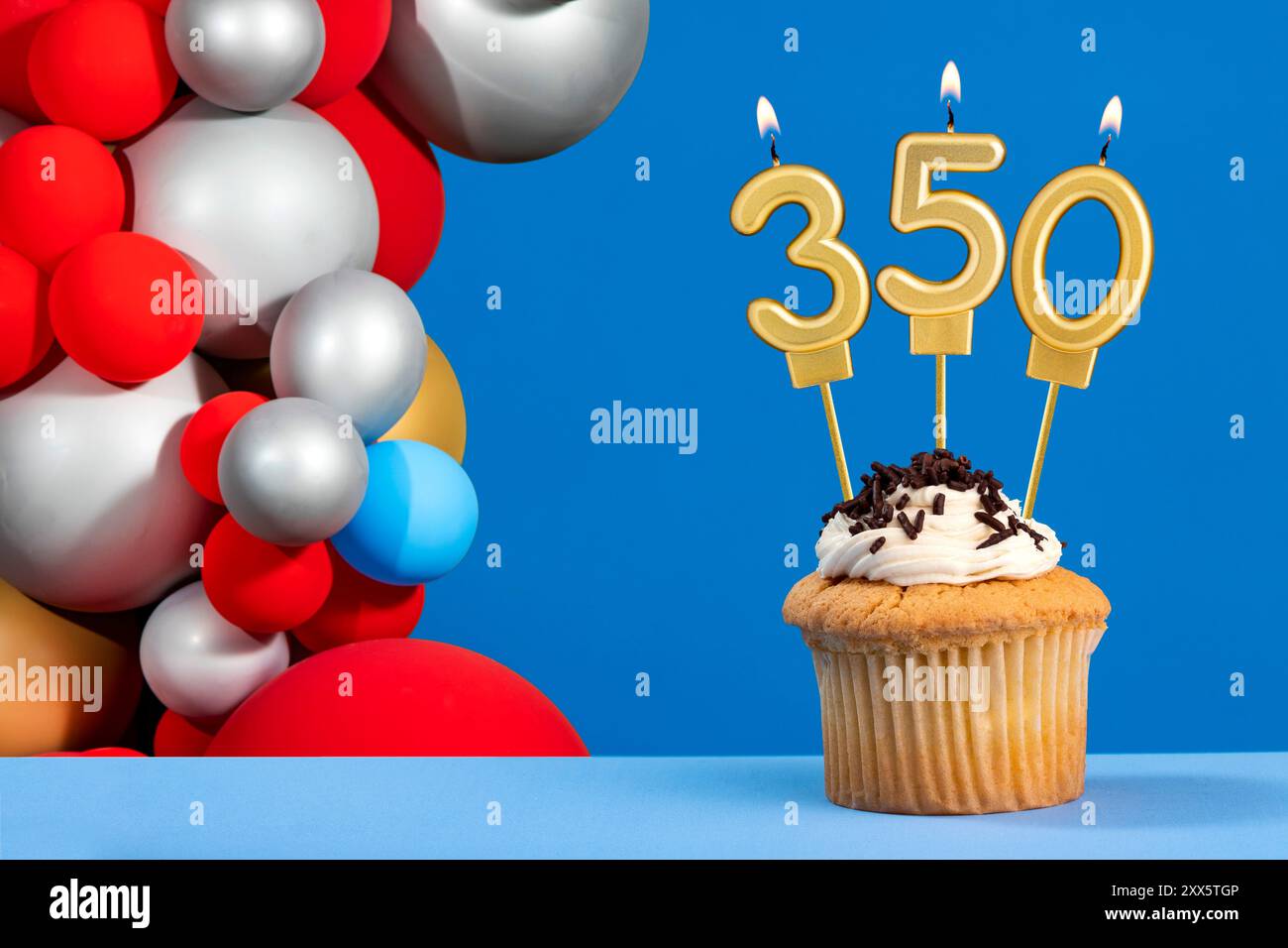 Birthday card with balloons - Candle number 350 Stock Photo - Alamy