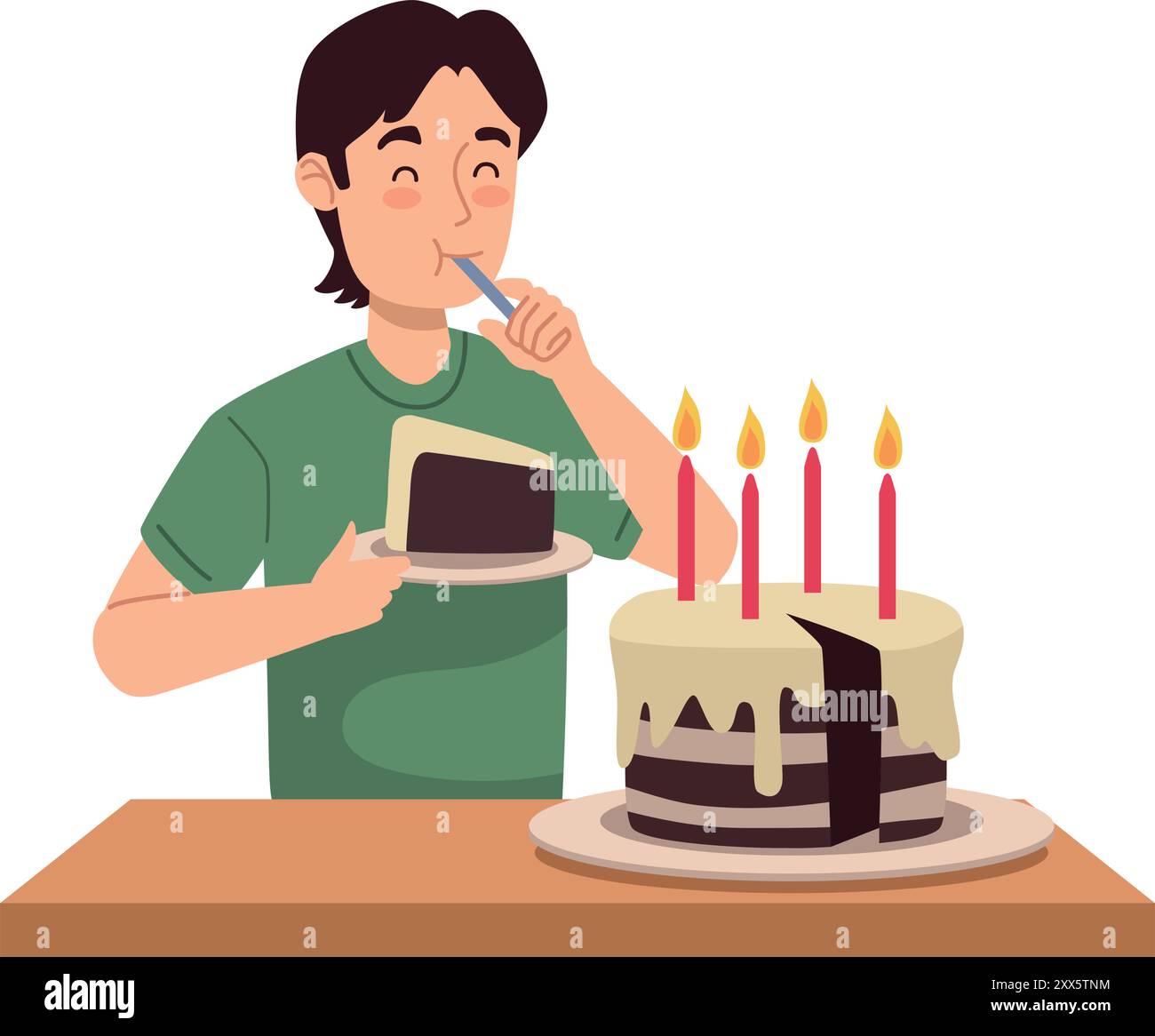 cartoon man blowing birthday candle Stock Vector Image & Art - Alamy