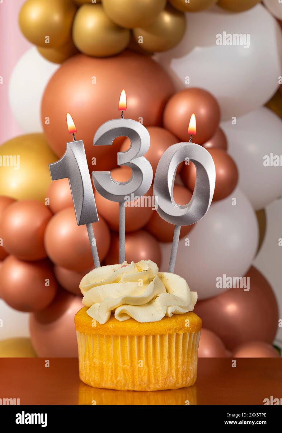 Birthday candle number 130 - Celebration balloons background Stock ...