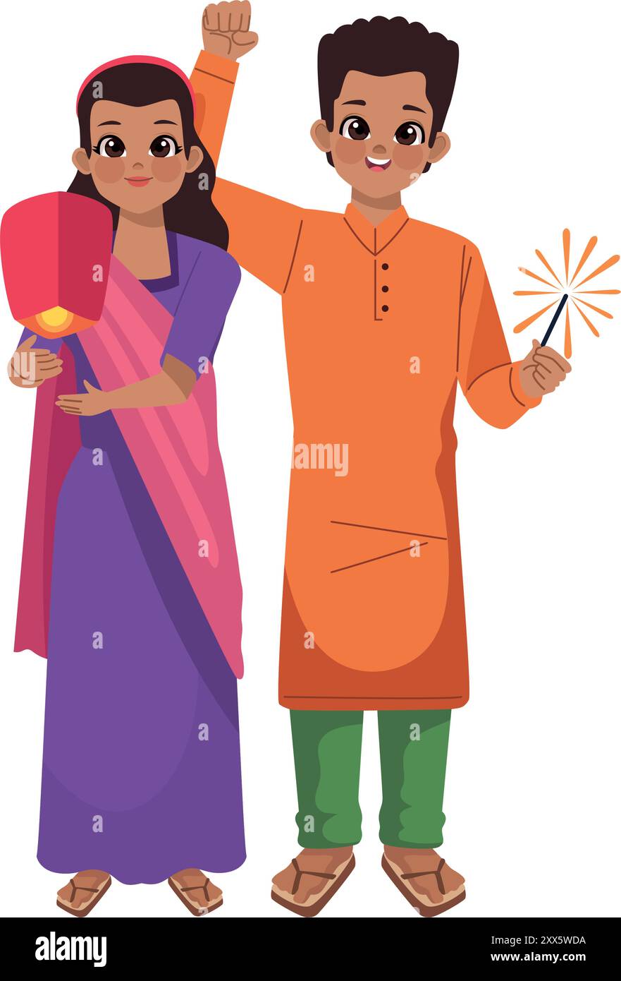 indian couple celebrate and wishing diwali festival Stock Vector Image ...