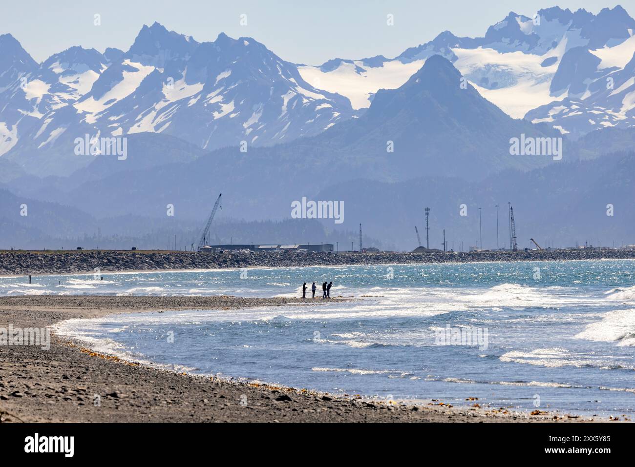 Beach on Homer Spit overlooking Kachemak Bay - Homer, Alaska Stock ...