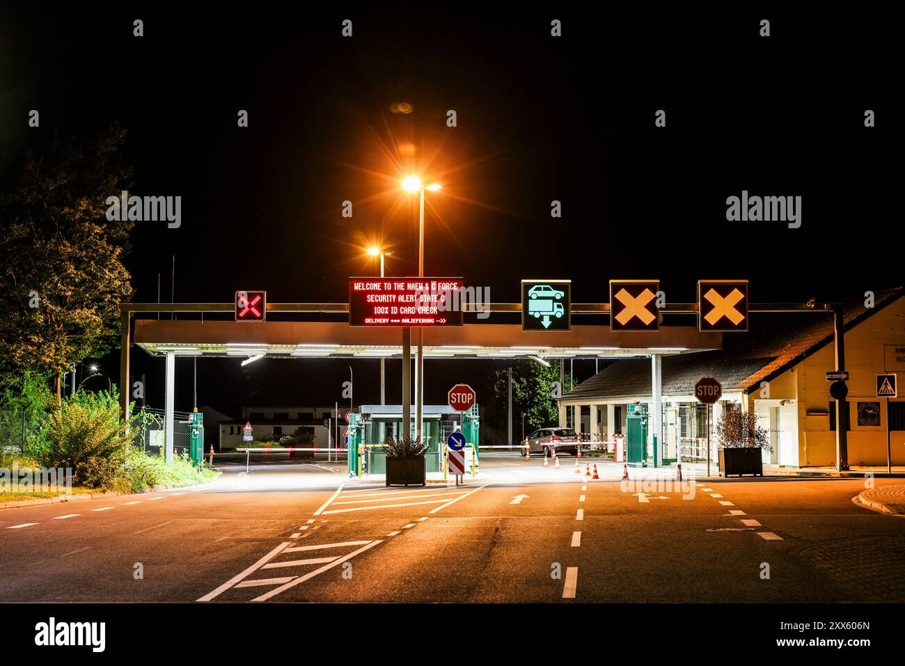 Geilenkirchen, Germany. 22nd Aug, 2024. Access road to the NATO base in ...