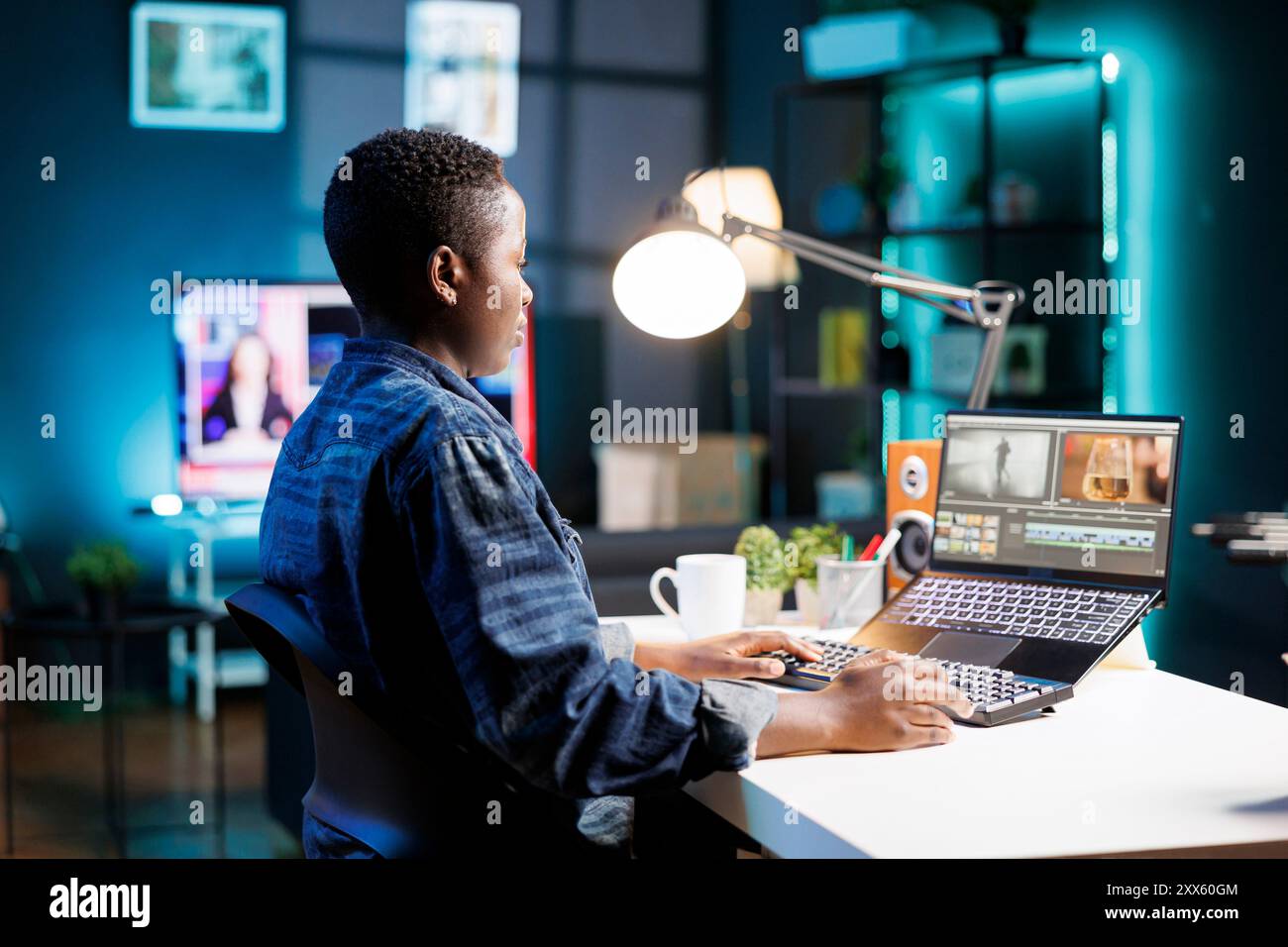 Typing on laptop keyboard montage hi-res stock photography and images ...