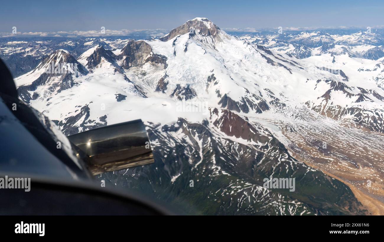 Aerial view of Mount Iliamna (or Iliamna Volcano) in the Chigmit ...