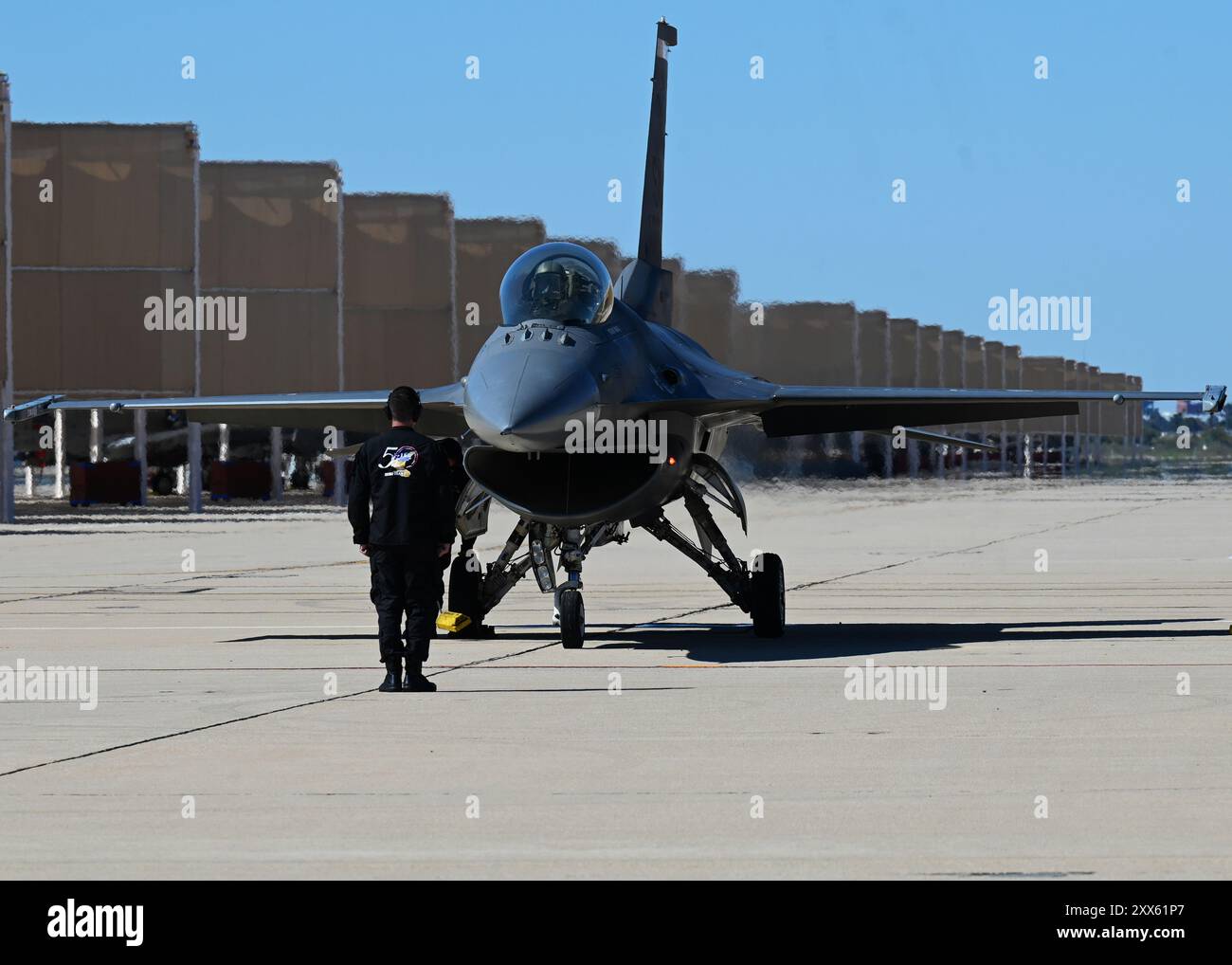An F-16 Fighting Falcon aircraft preps for take off during the Heritage ...