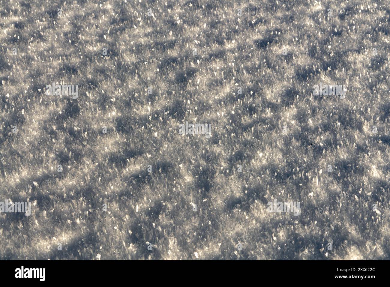 Close up view of macro shot icy, snowy covered surface landscape in ...