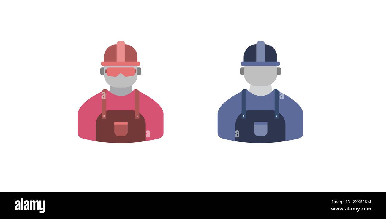 Construction Worker Icon vector Person Profile Avatar With Hard helmet and Jacket, builder man ...