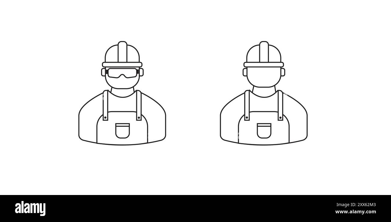 Construction Worker Icon vector Person Profile Avatar With Hard helmet and Jacket, builder man ...