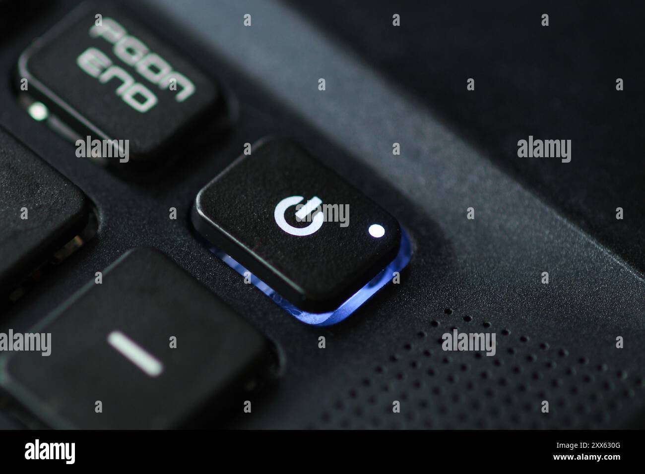closeup of power button on laptop Stock Photo - Alamy