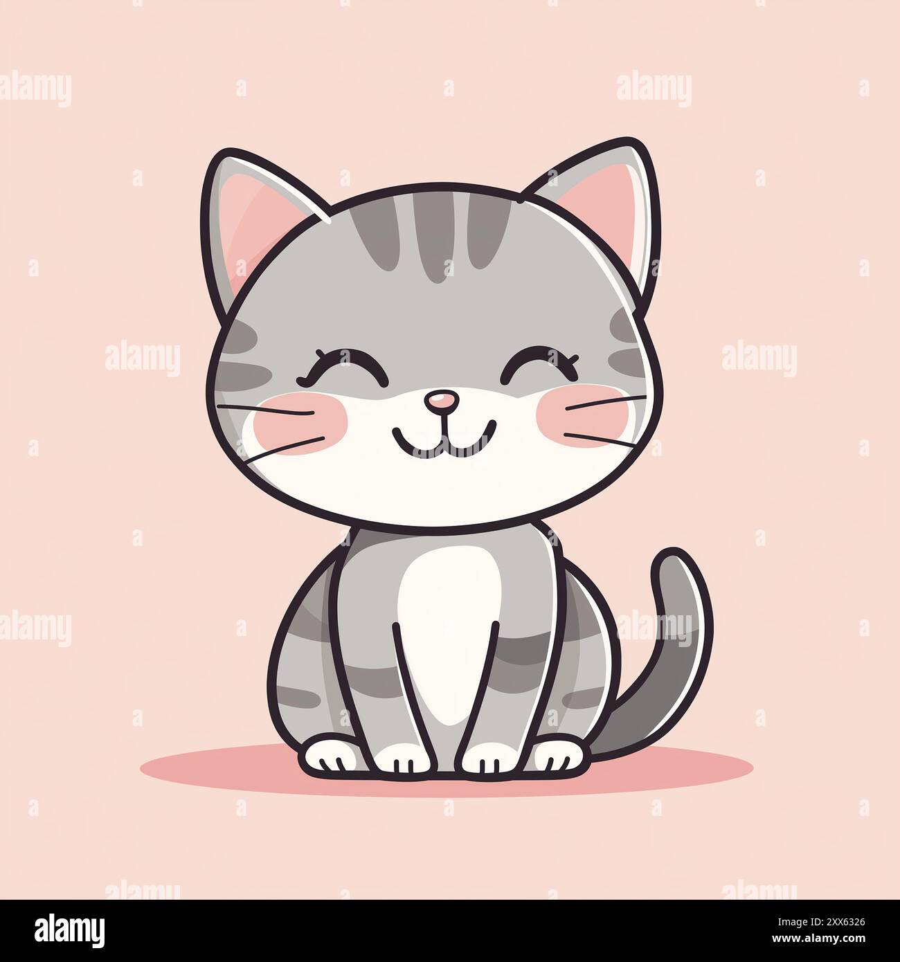 A cheerful cartoon cat with a playful smile, perfect for adding a touch of fun to any project ...