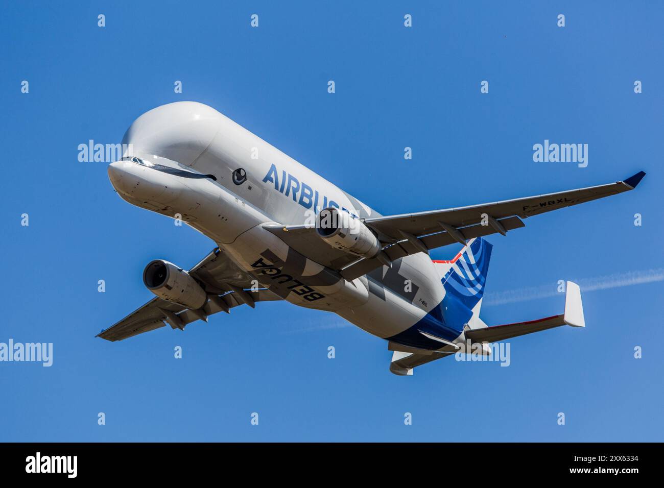 Airbus Beluga XL flying at Fairford RIAT Airshow 2022 Stock Photo - Alamy