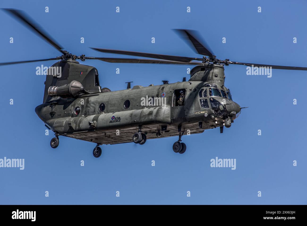 Boeing Vertol CH47 Chinook flying at RIAT Fairford Airshow Stock Photo ...