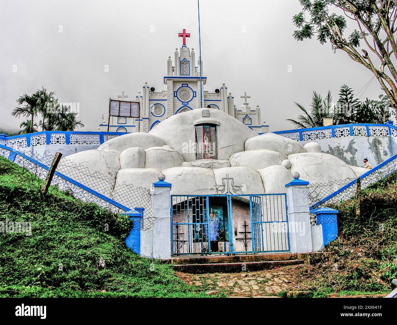 St. Mary's Church surrounded by tea gardens at Gudalur, Nilgiris, India ...