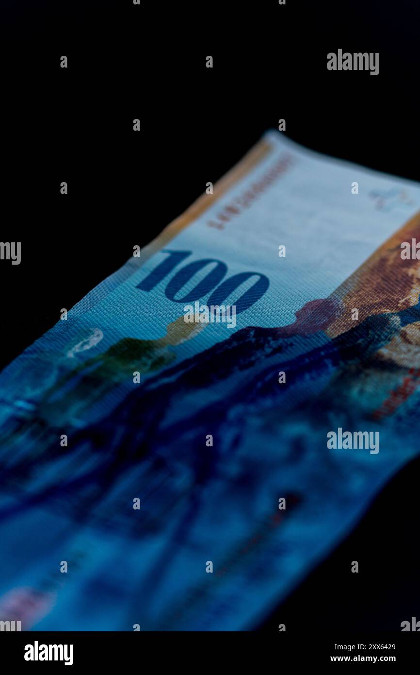 CHF money banknotes, detail photo of swiss franc. Swiss Franc currency ...