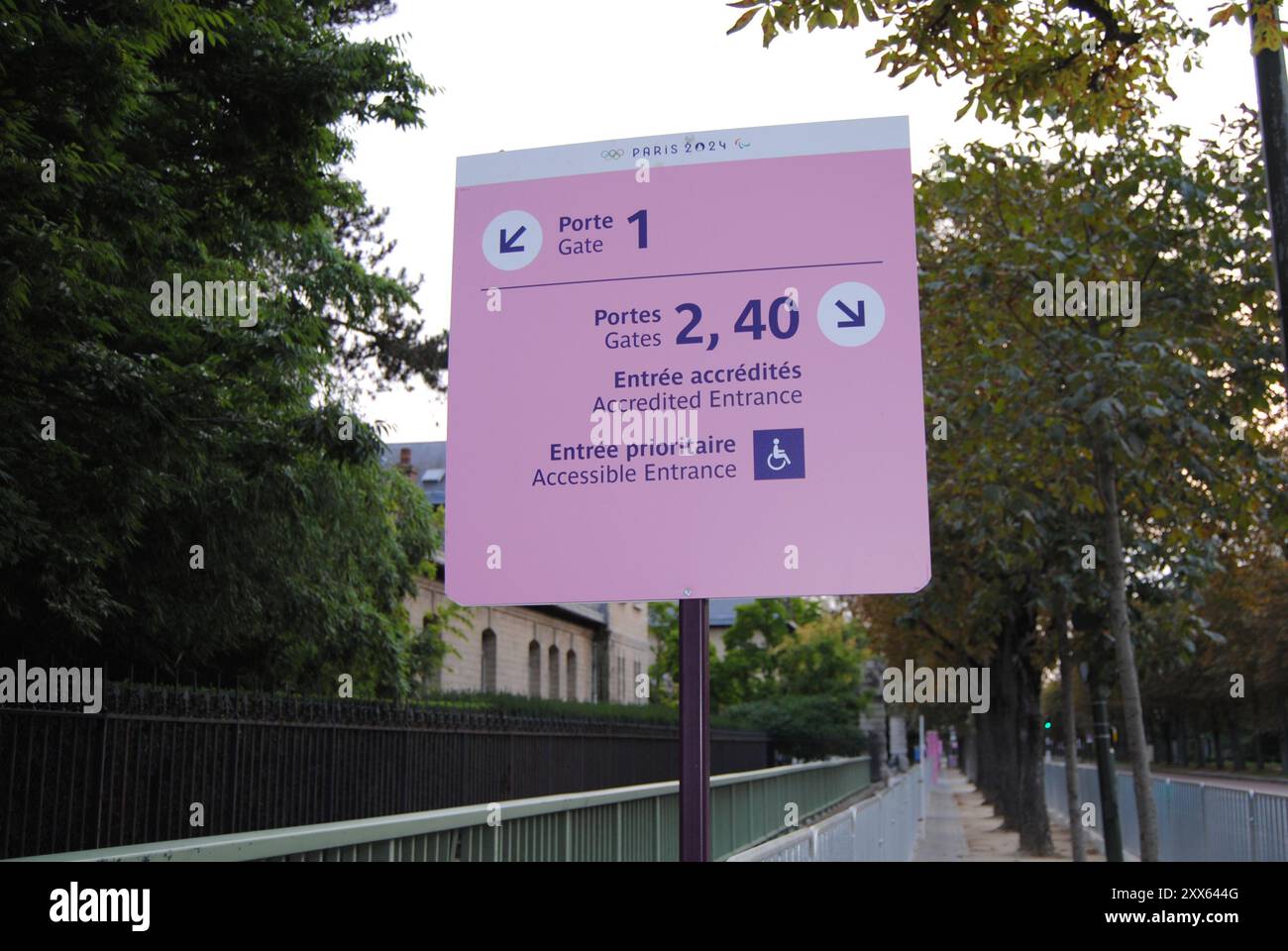 Paris, France - August 22 2024: Sign outside of Stade Roland-Garros ...