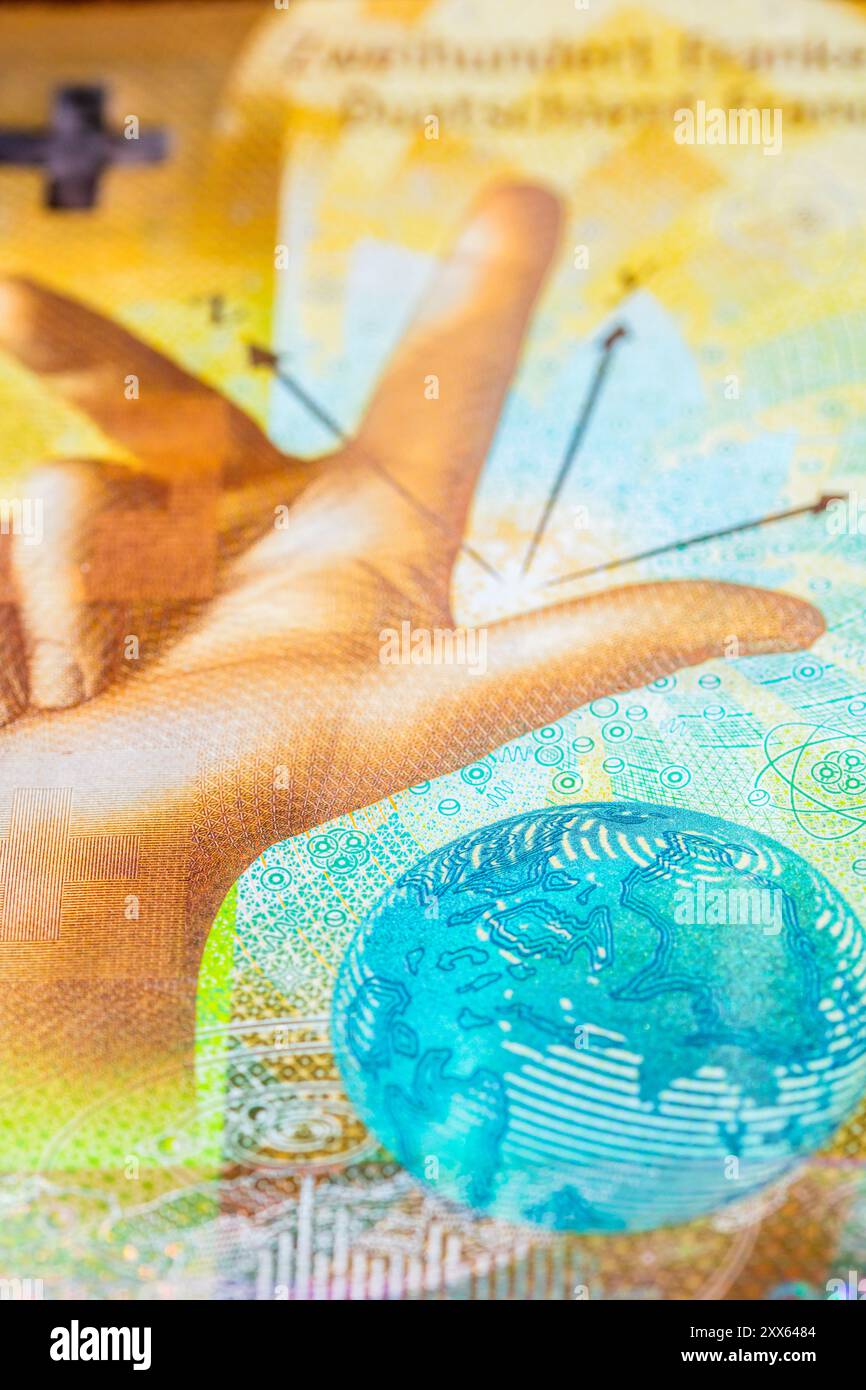 CHF money banknotes, detail photo of swiss franc. Swiss Franc currency ...