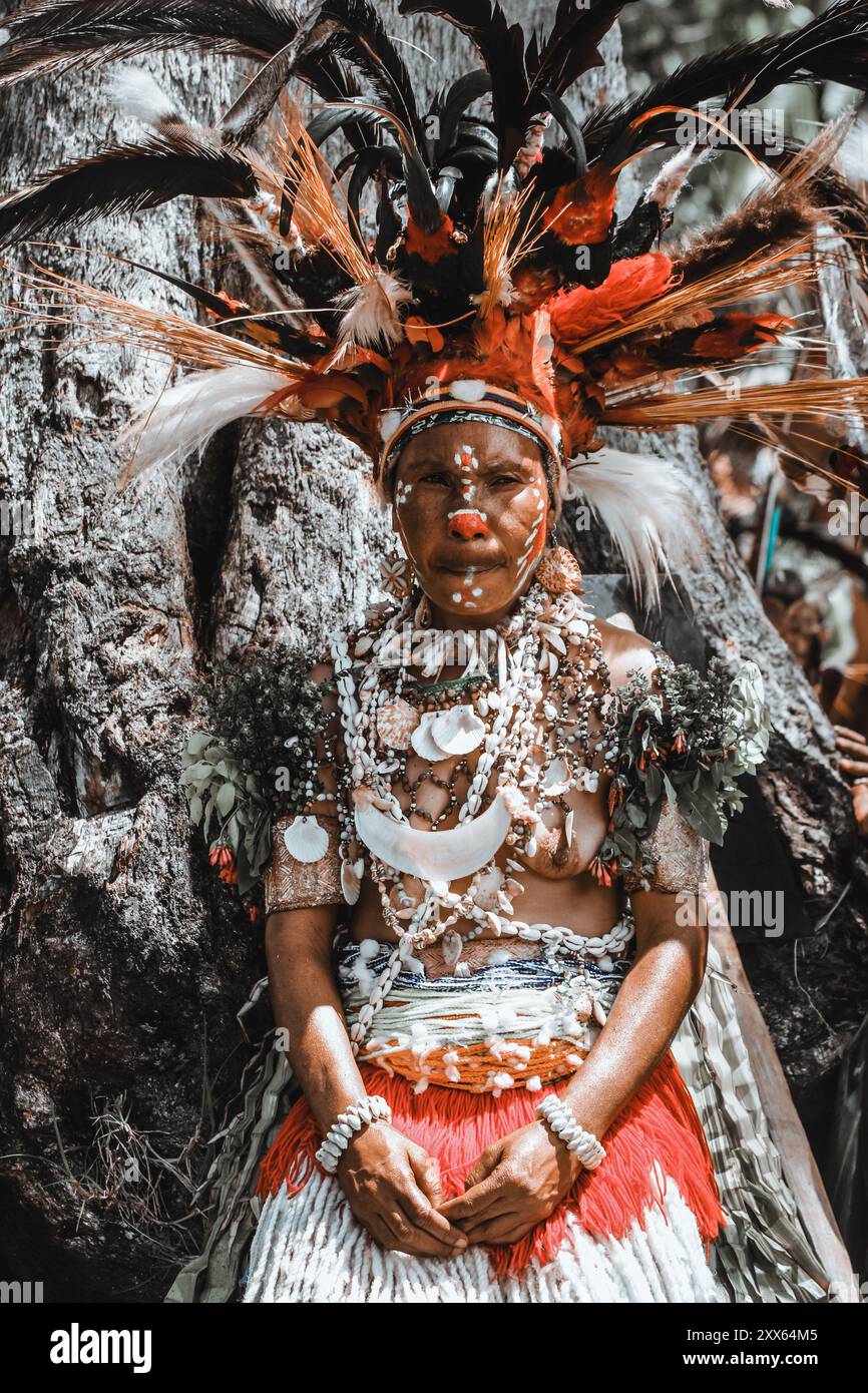 Papua new guinean highlands woman in traditional attire hi-res stock ...