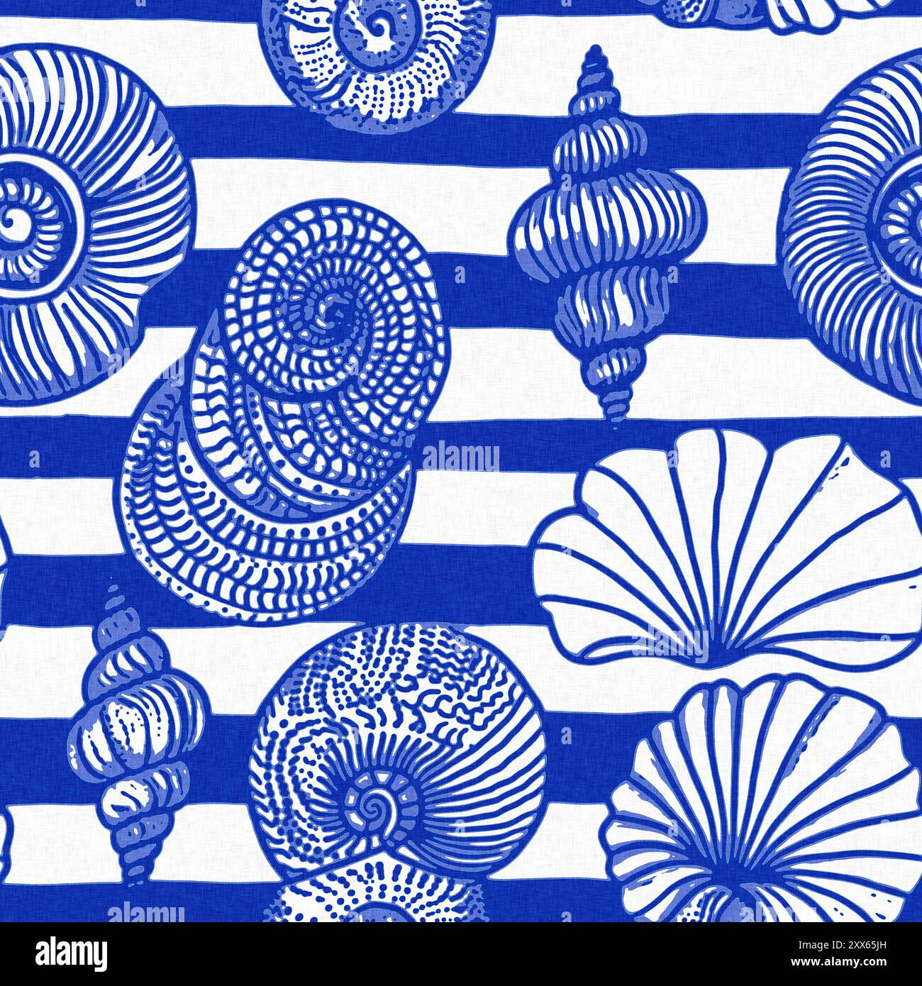 Azure blue white shell motif with linen seamless batik background ...