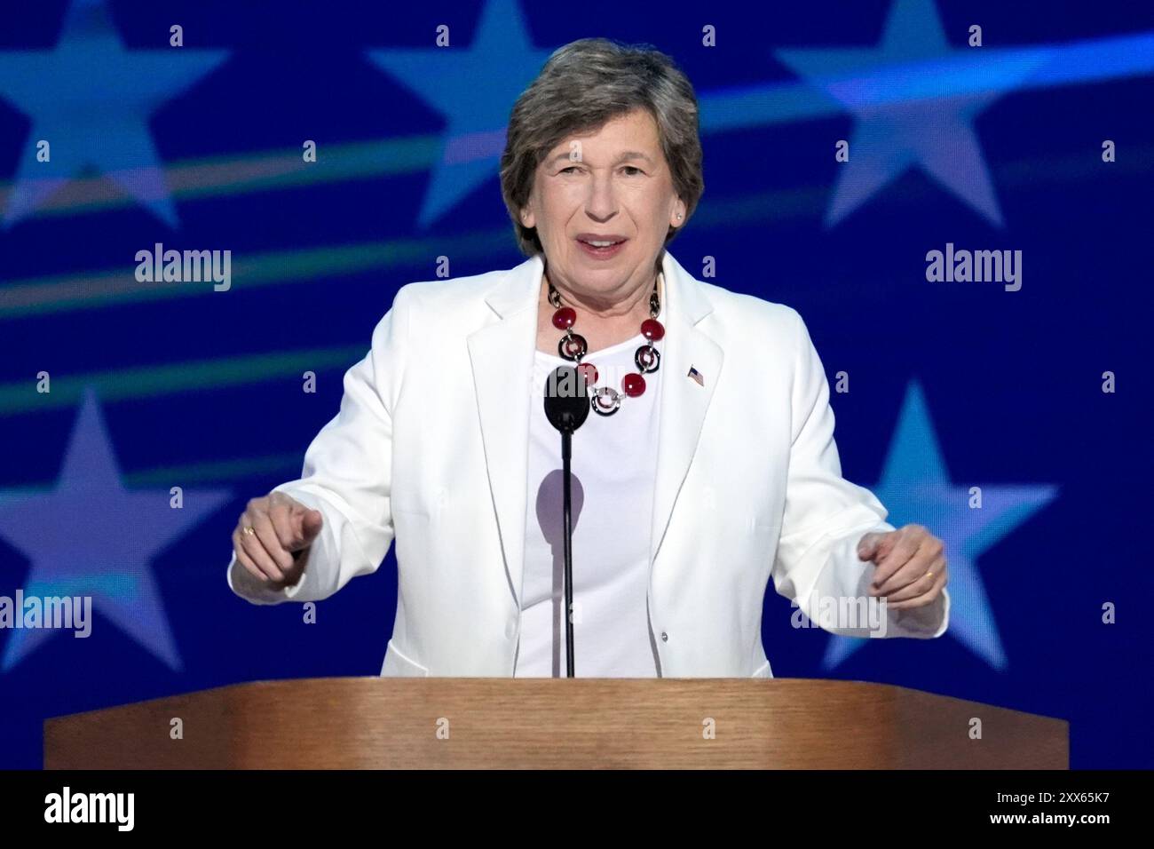 Randi Weingarten, president of the American Federation of Teachers, speaks during the Democratic ...