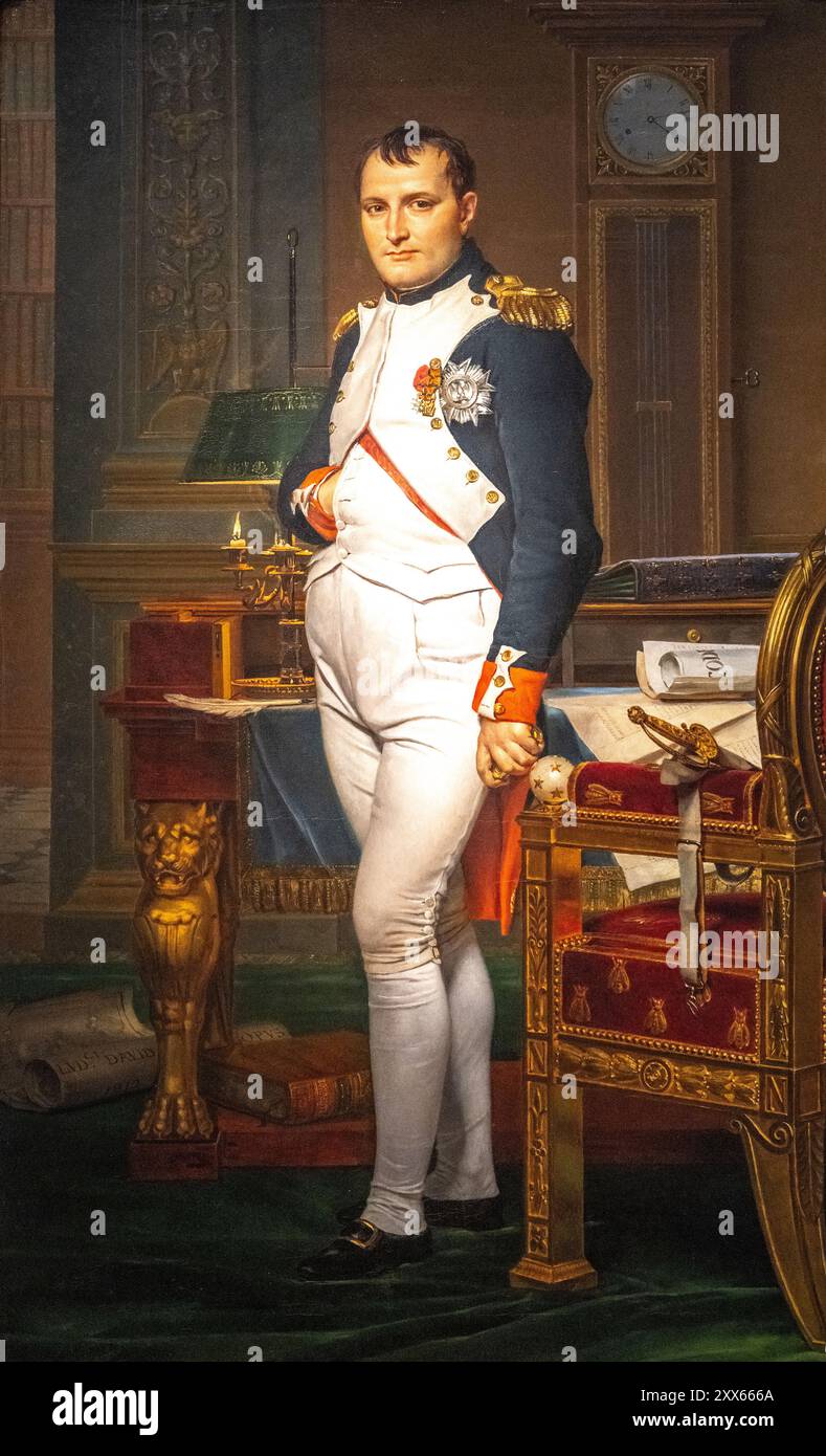 painting by Jacques-Louis David of The Emperor Napoleon in His Study ...