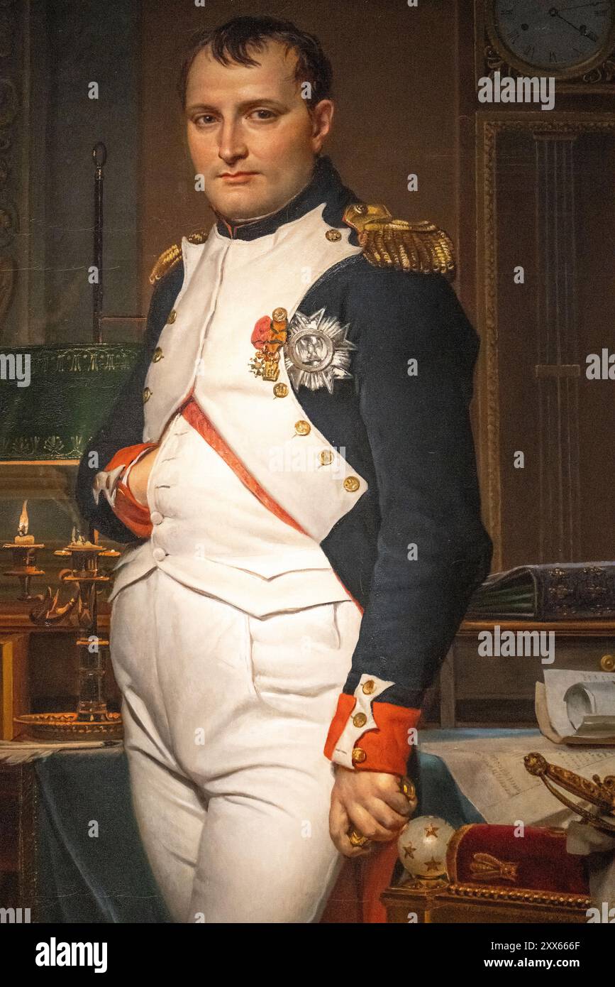 painting by Jacques-Louis David of The Emperor Napoleon in His Study ...