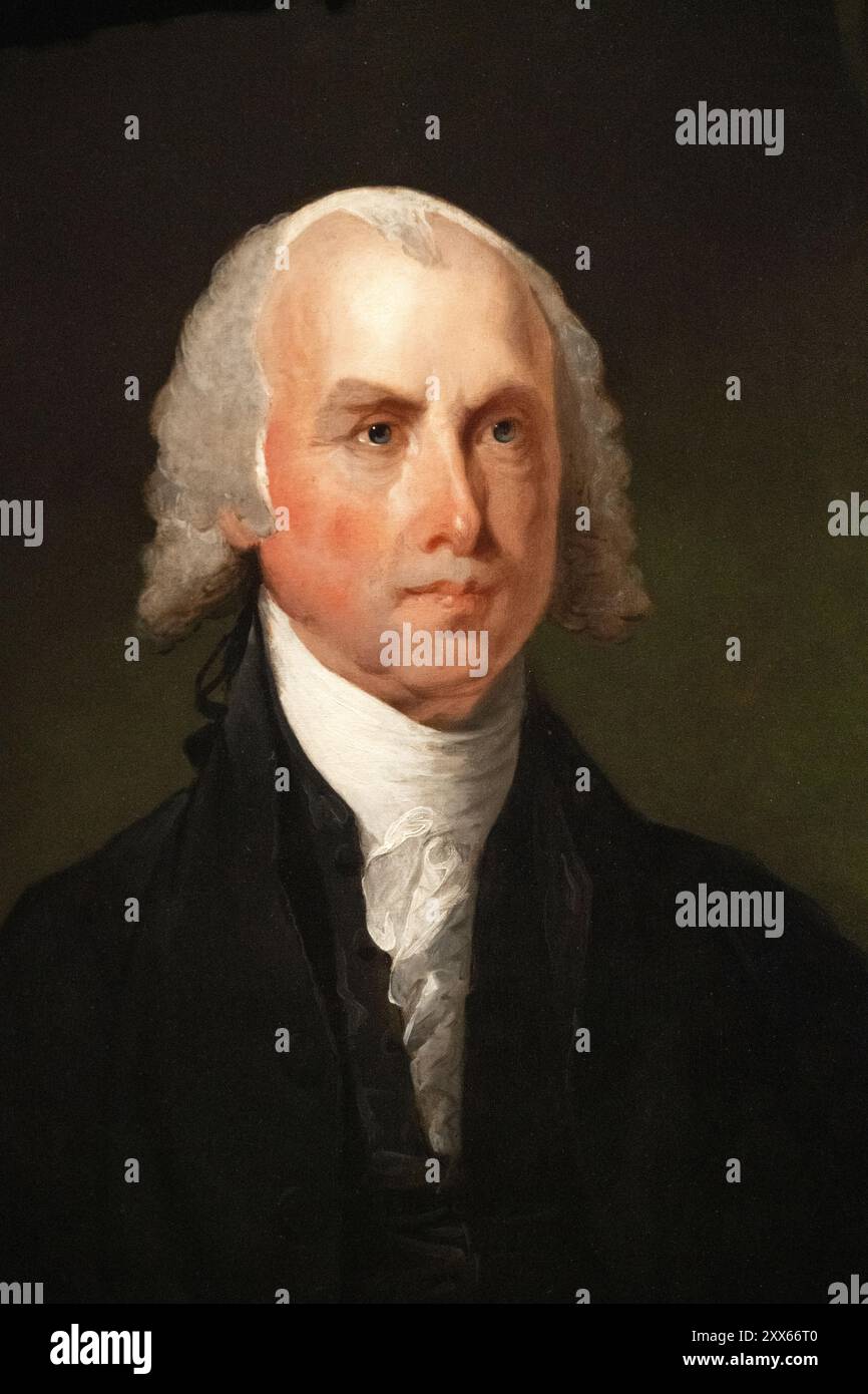 Portrait of James Madison painted by Gilbert Stuart in 1821 Stock Photo ...