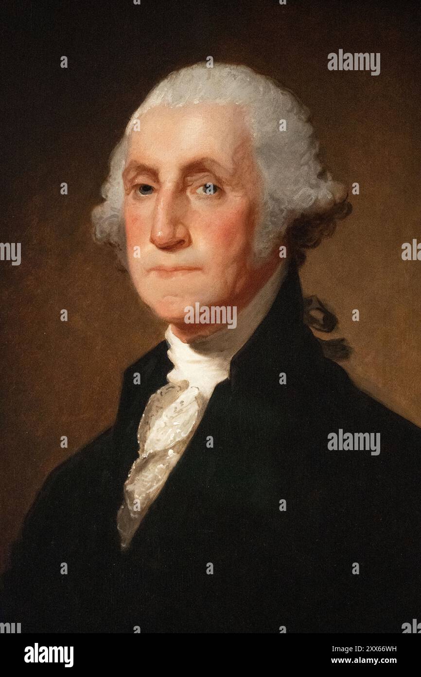 Portrait of George Washington painted by Gilbert Stuart in 1821 Stock ...