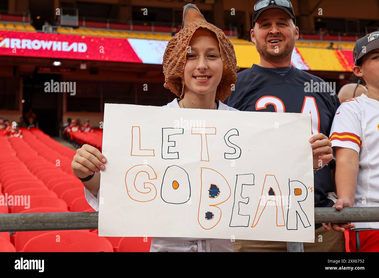 August 22, 2024: A young Chicago Bears fan before the game between the ...